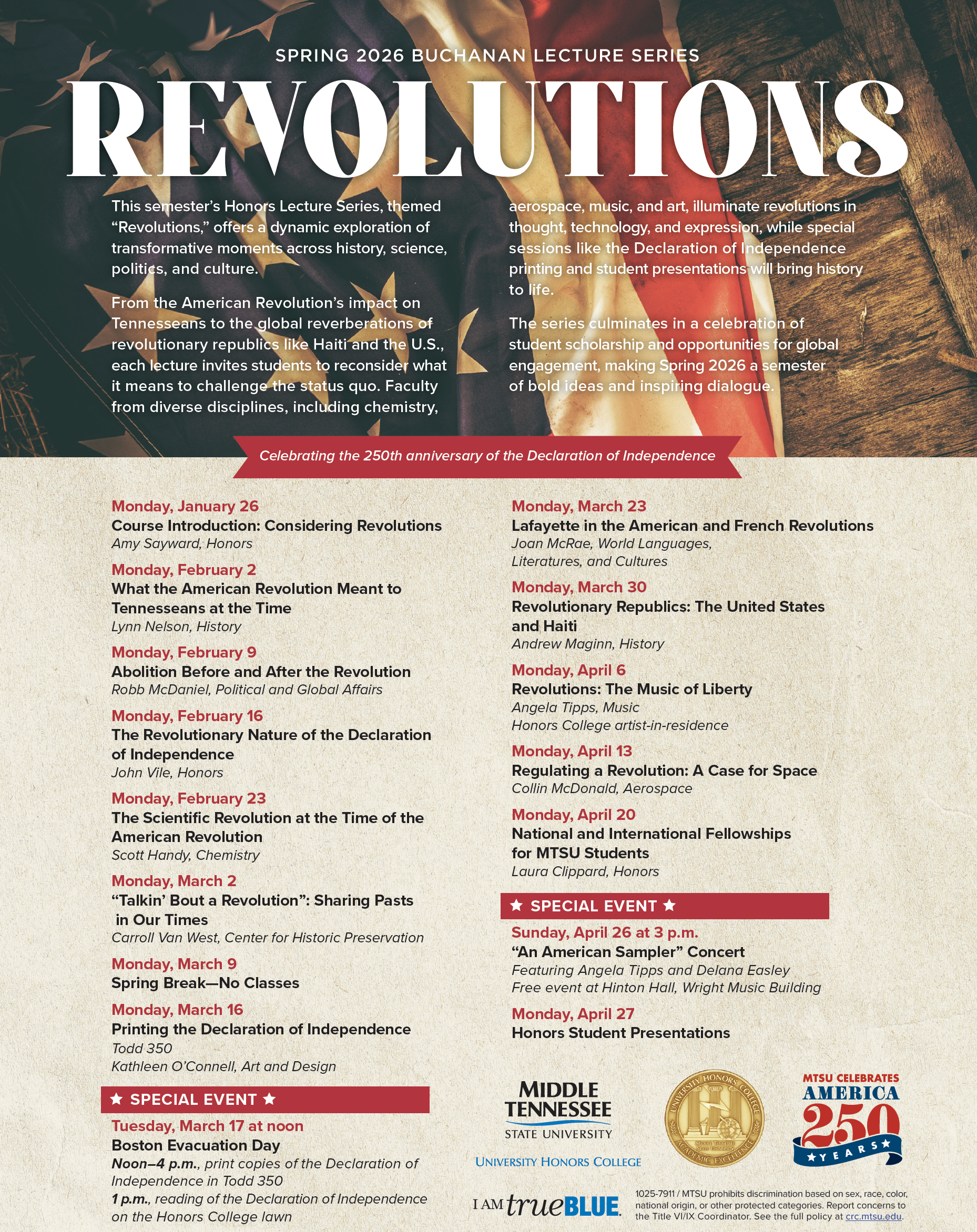 Lecture Series: Spring 2026 - Revolutions - Honors College